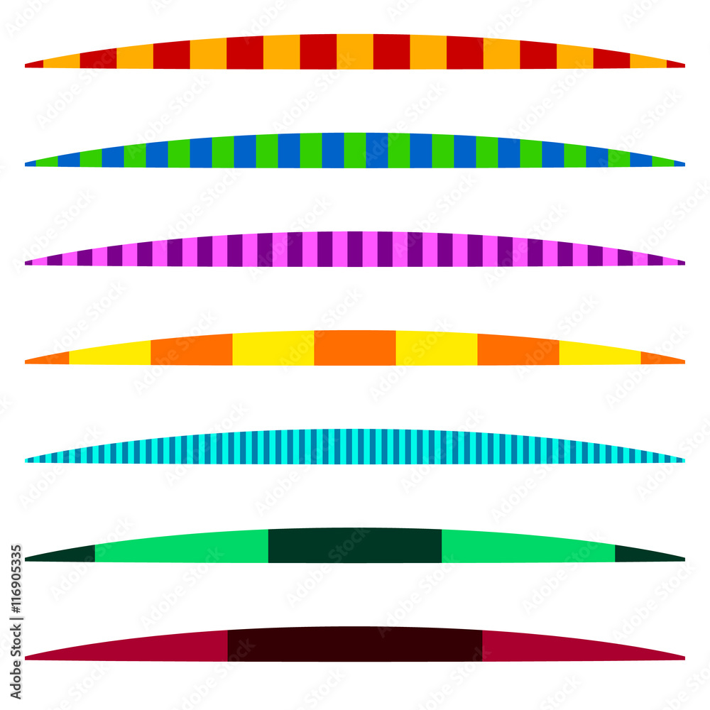 Horizontal line dividers. Set of colorful (duotone) straight lin Stock ...
