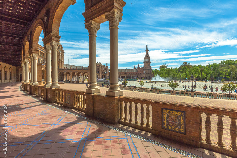 The famous Square of Spain, in Spanish Plaza de Espana, view from the ...
