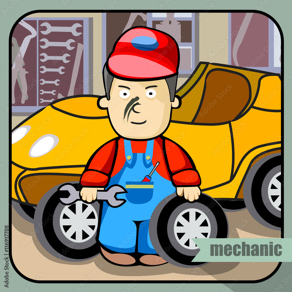 Vetor do Stock: Vector person character portrait. Mechanic portrait ...