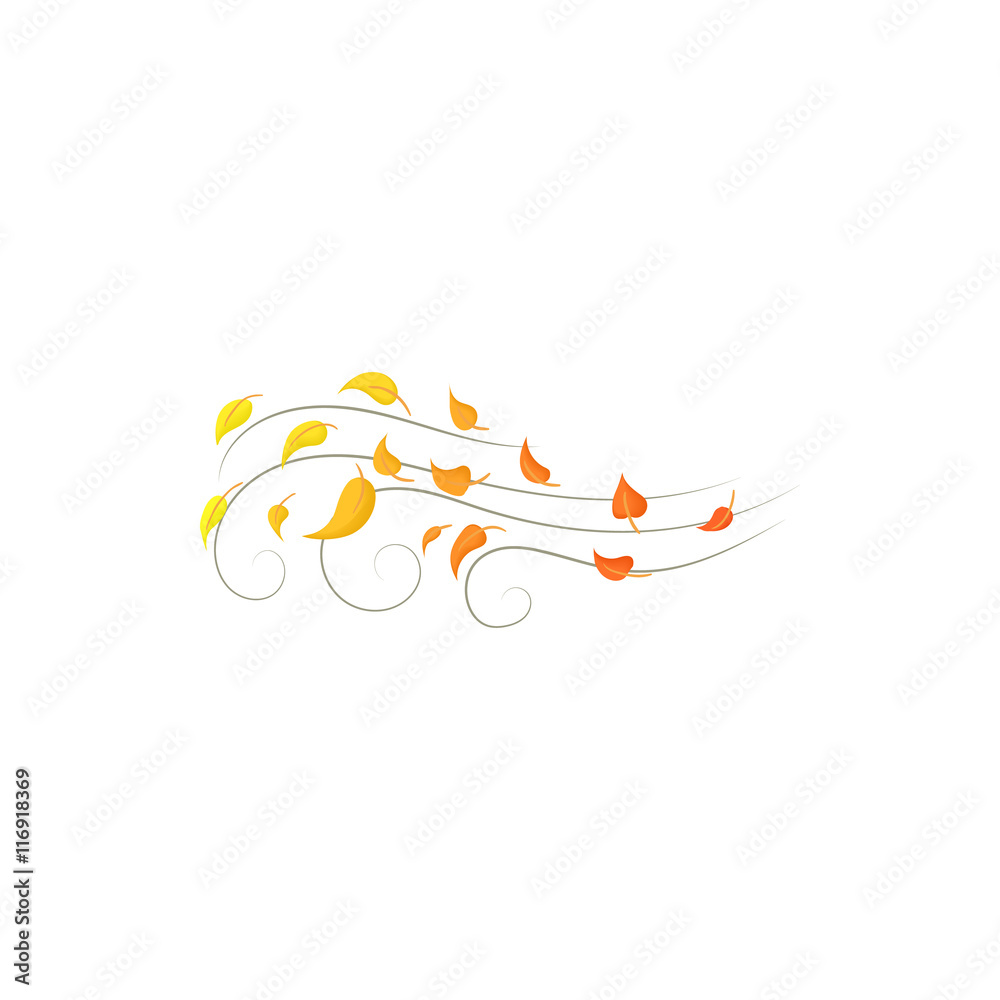 Autumn wind icon in cartoon style isolated on white background. Weather ...
