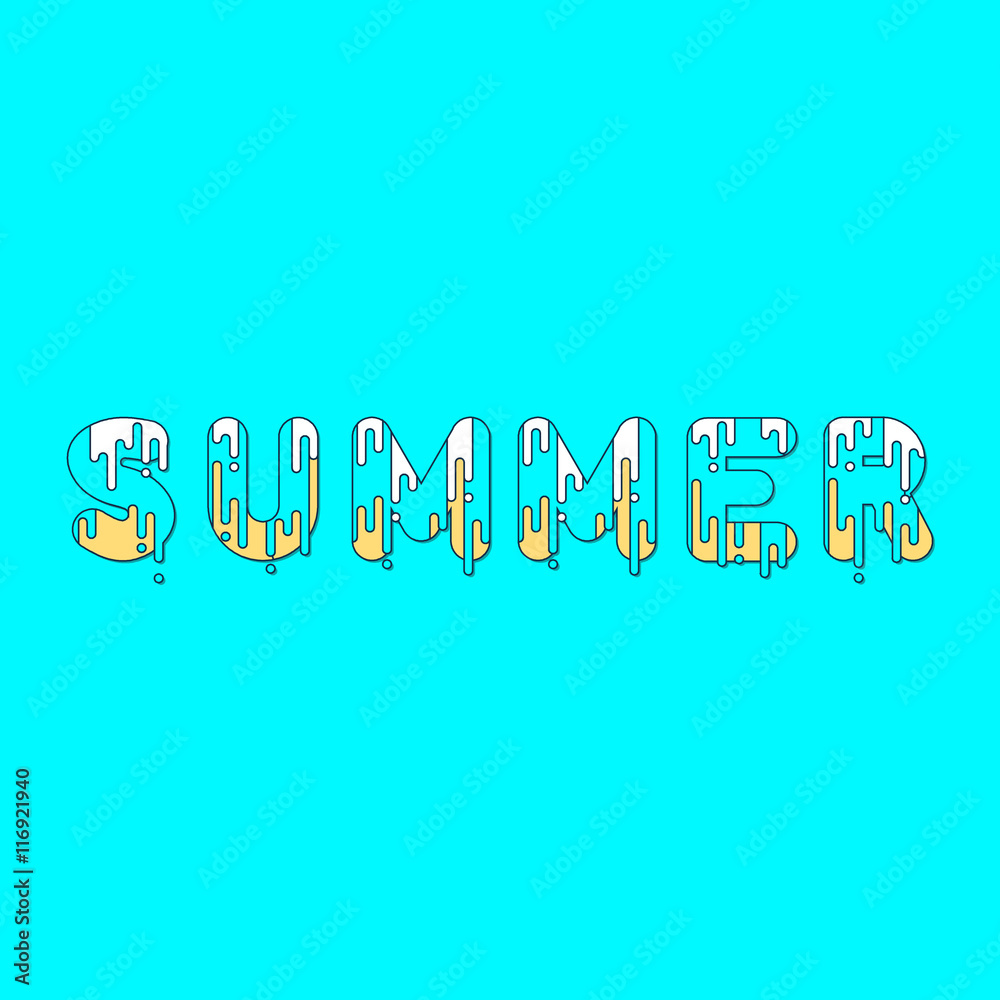 Summer. Bubble font with dripping paint. Vector illustration. Stock ...