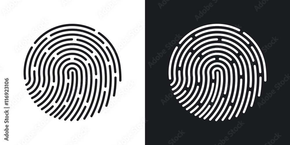 Vector Fingerprint icon. Two-tone version of Fingerprint simple icon on ...