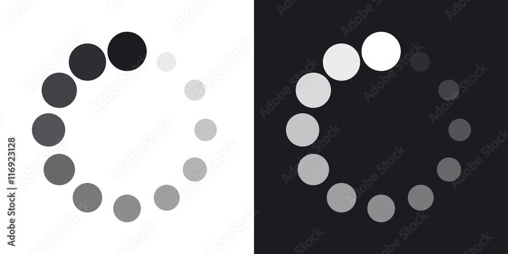 Vector circular loading icon. Two-tone version on black and white ...