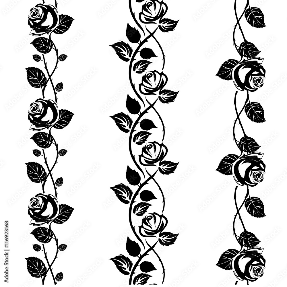 Rose tattoo stencil, lace or pattern brushes elements. Stock Vector ...