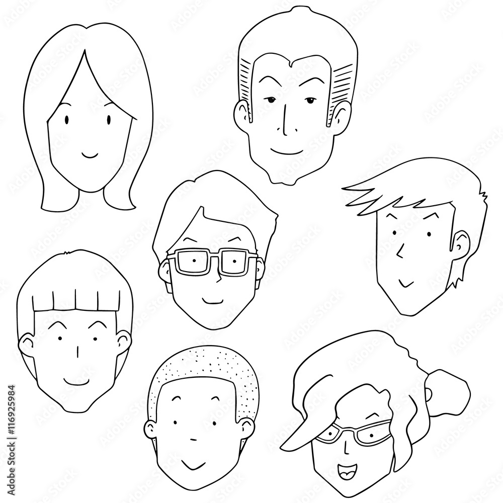 vector set of cartoon faces Stock Vector | Adobe Stock