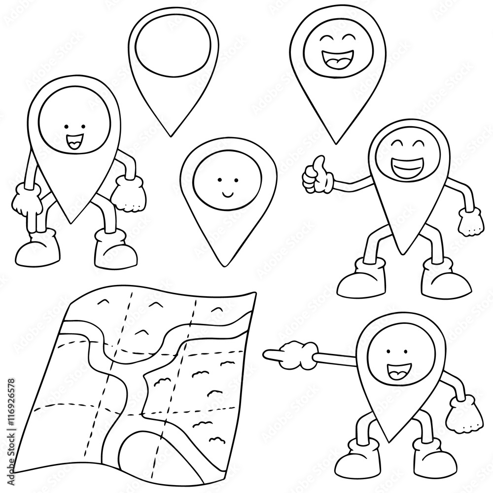 vector set of map and map marker Stock Vector | Adobe Stock