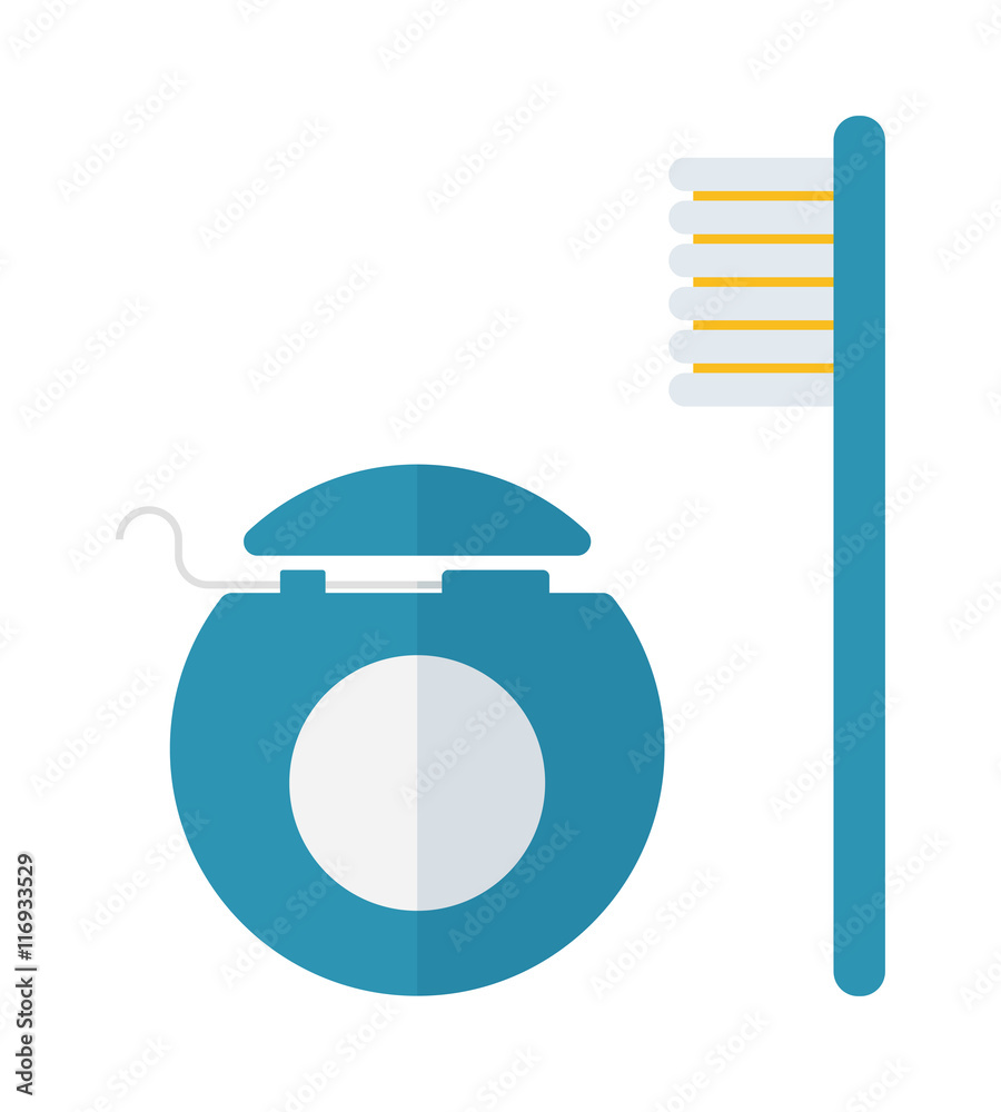 Dental care symbols toothpaste, toothbrush and dental floss. Dental ...