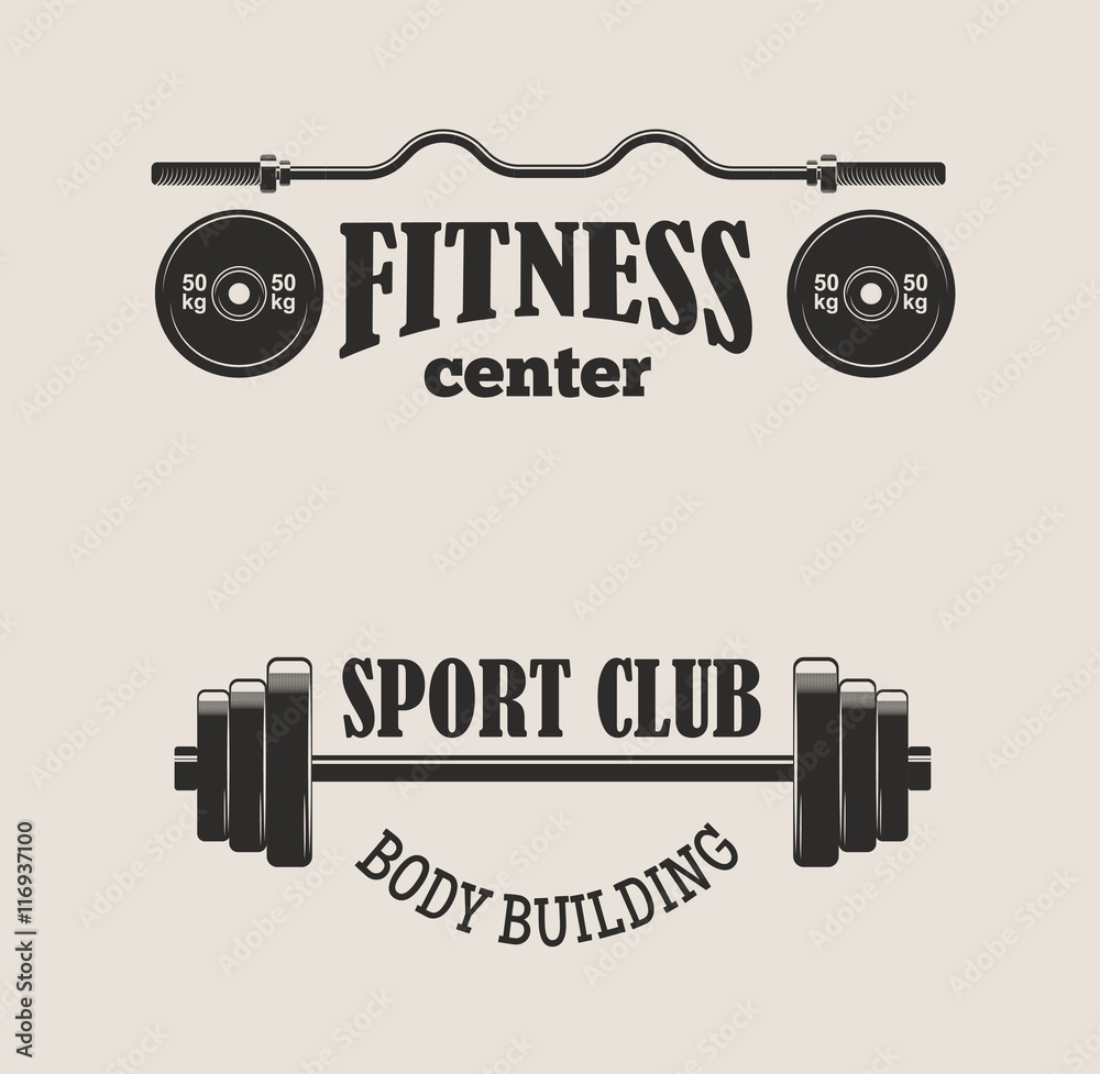Gym fitness emblem, labels, badges, logo and designed element. Gym ...