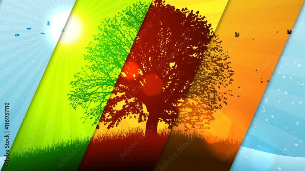Vidéo Stock Loopable animation of a landscape showing the four seasons ...