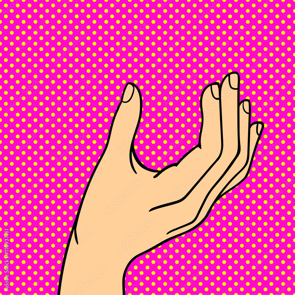 Human popart hand pose signal human fingers. Human hand isolated ...