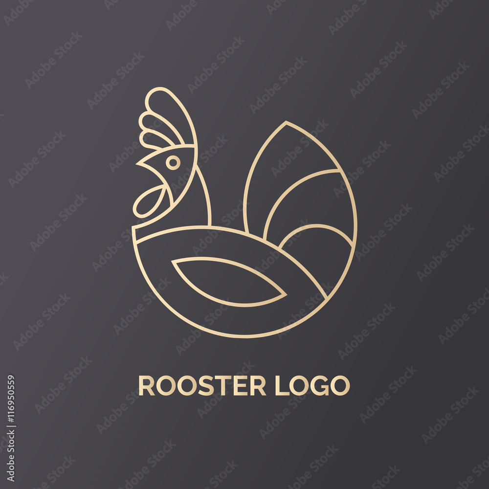 Rooster logo design vector template. Label for natural farm products ...