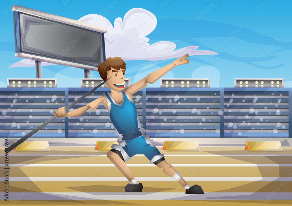 Cartoon vector javelin Olympic sport with separated layers for game and ...
