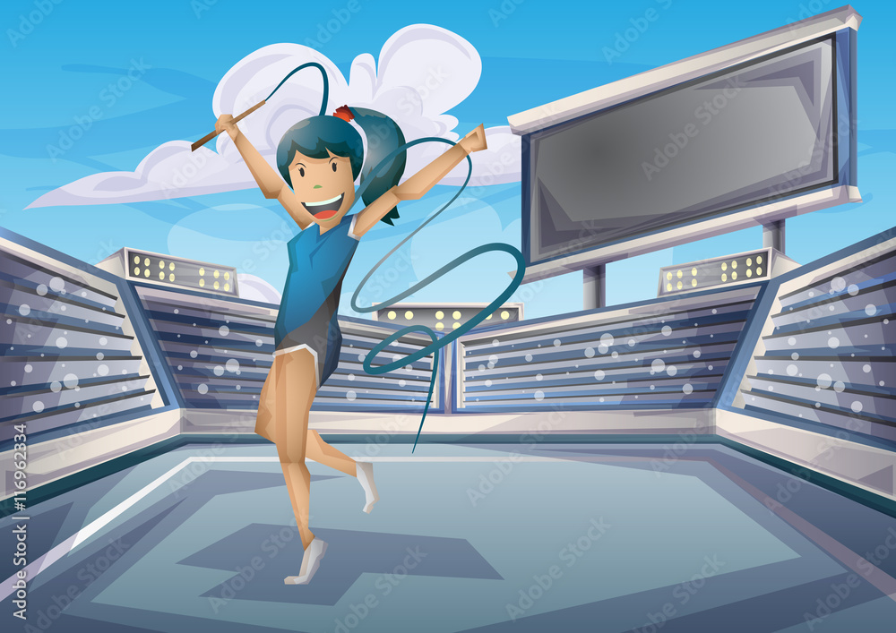 Cartoon vector gymnastics Olympic sport with separated layers for game ...