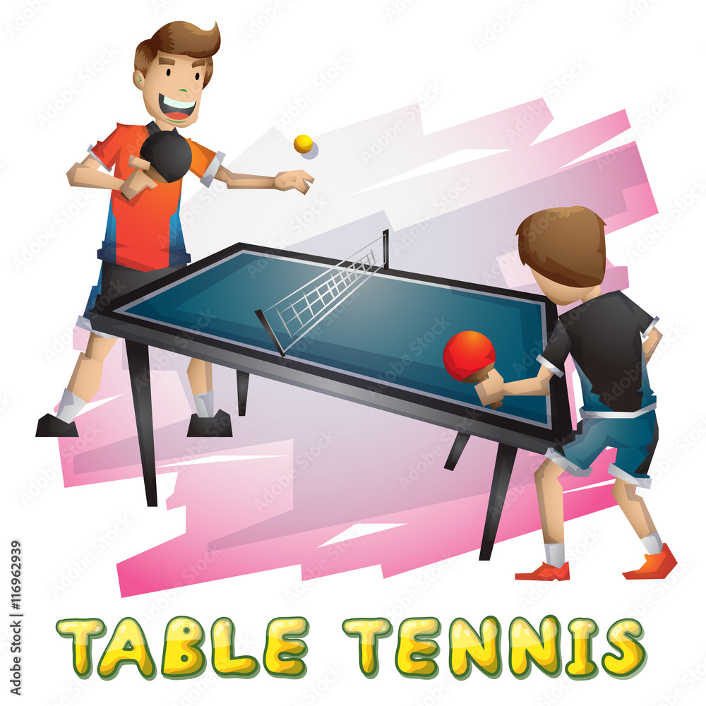 Cartoon vector table tennis Olympic sport with separated layers for ...