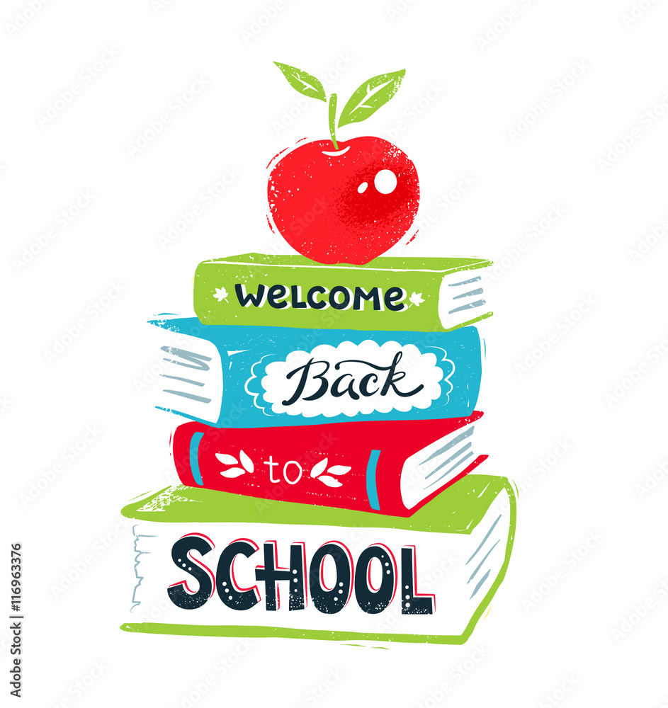 Apple with Back to School lettering Stock Vector | Adobe Stock