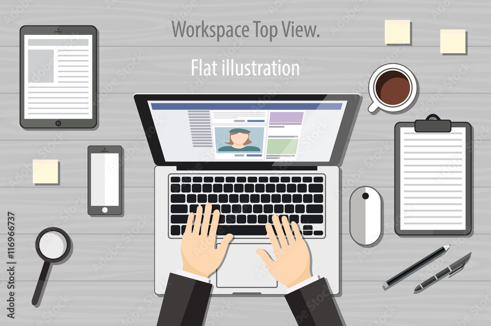 hands typing text on the laptop keyboard and using social networks for ...