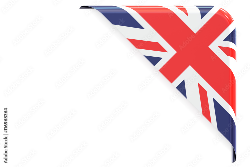 United Kingdom flag corner, button, label. 3D rendering Stock ...