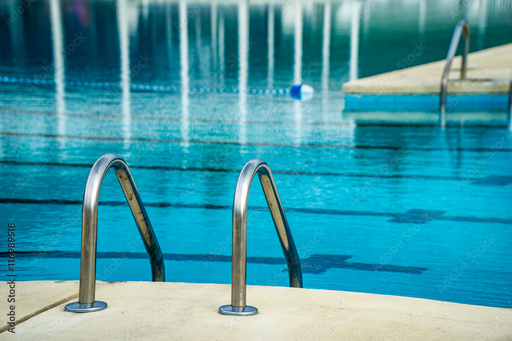 Metal Hand Railing of Swimming Pool Stock Photo | Adobe Stock