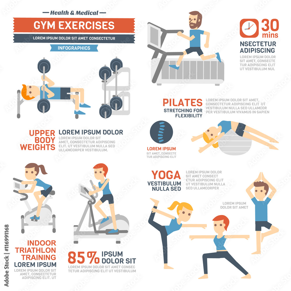 GYM Exercises Infographics Stock Vector | Adobe Stock