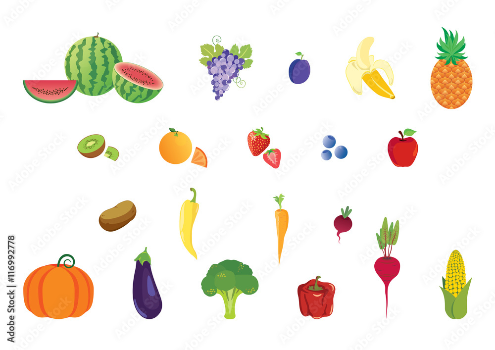 Fresh Fruits And Vegetables Clipart
