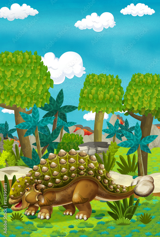 Cartoon happy dinosaur - illustration for the children Stock ...