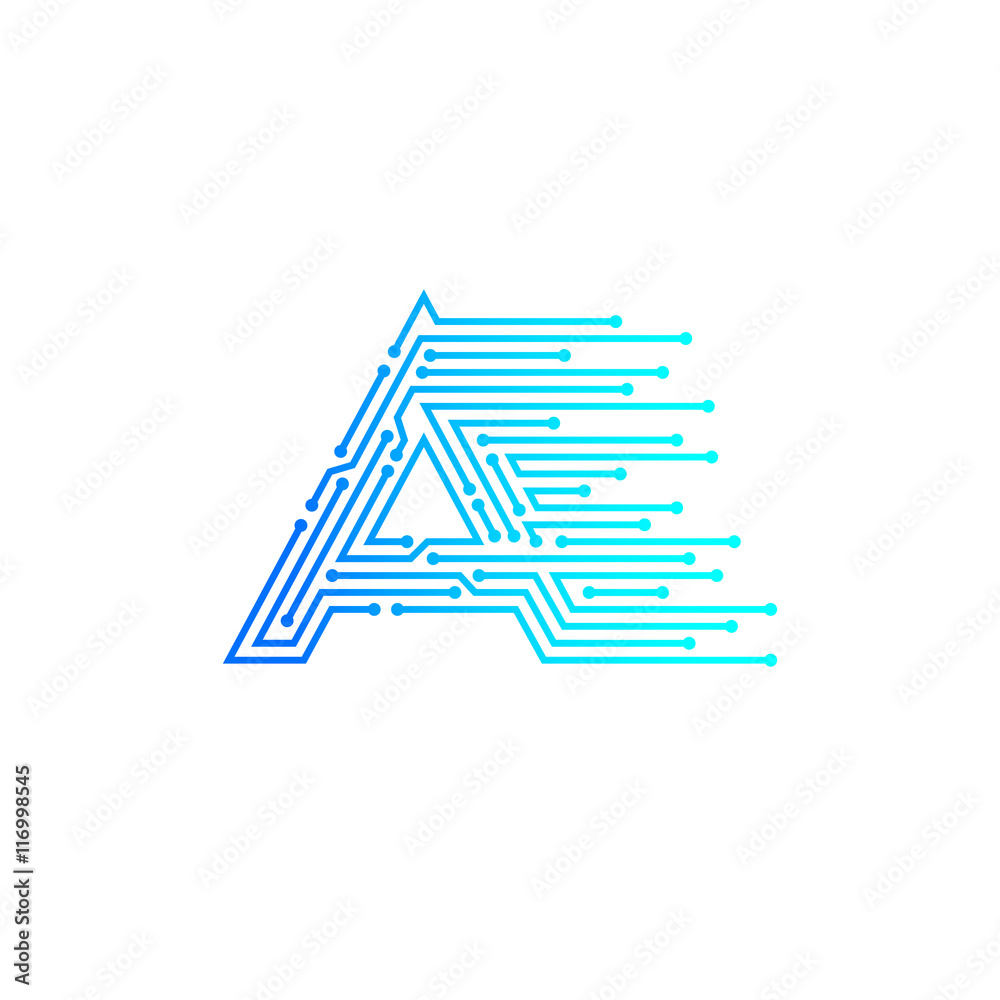 Letter A logo design template,technology,electronics,digital,logotype ...