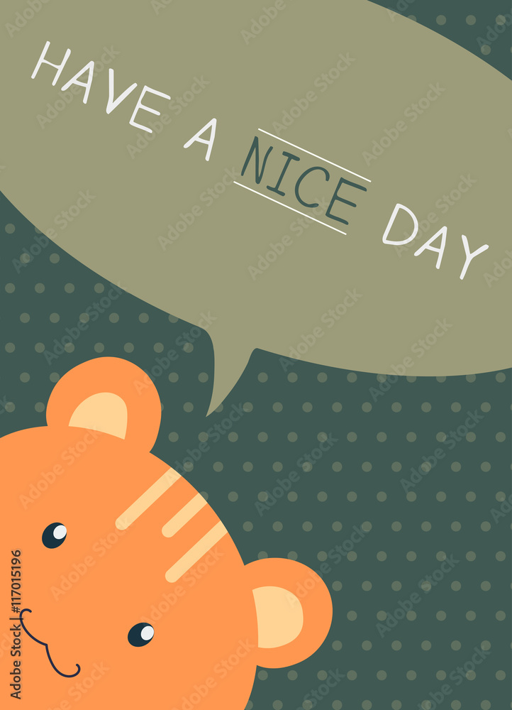 Have a nice day illustration. Cute bear speech bubbles with feather in ...