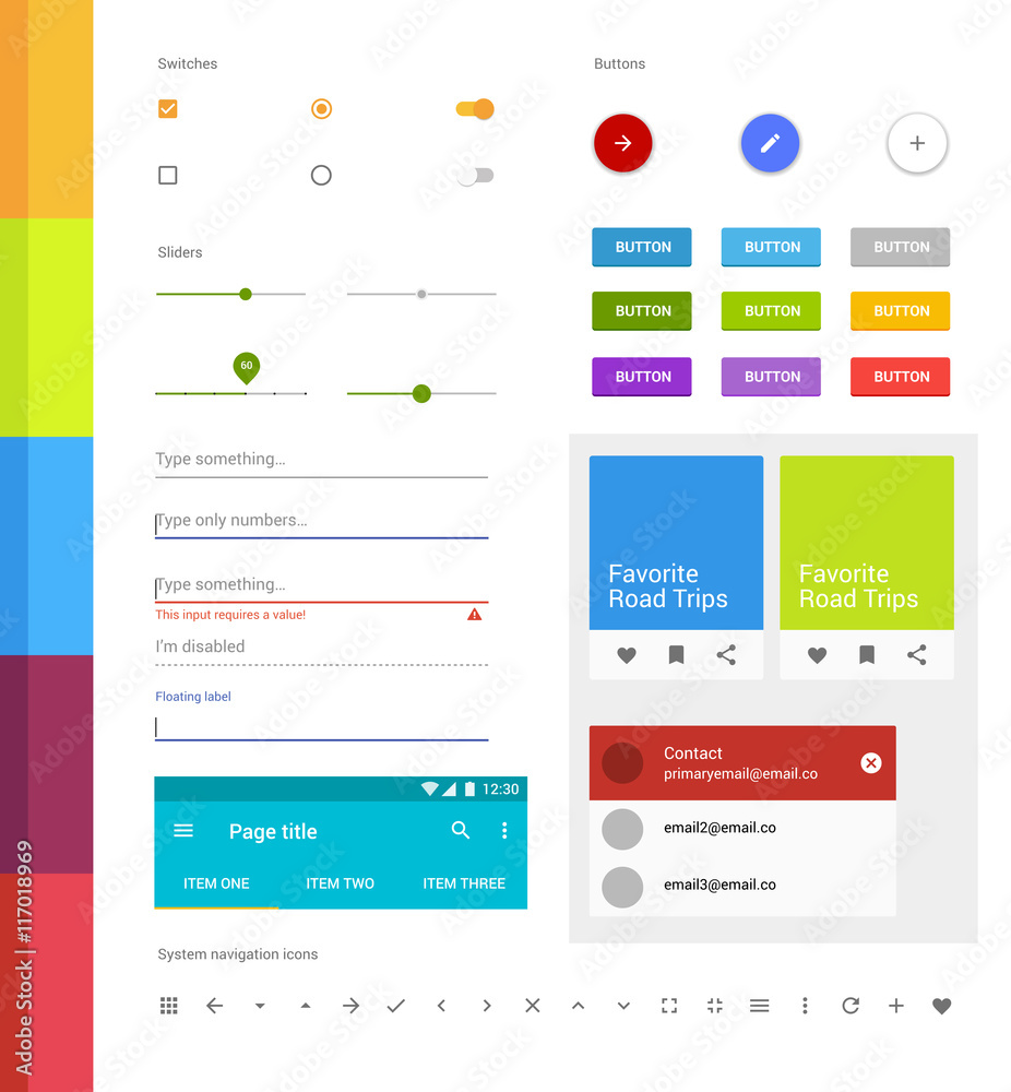 Material design ui set. Modern ui elements. Set of simple icons ... Material design ui set. Modern ui elements. Set of simple icons ...