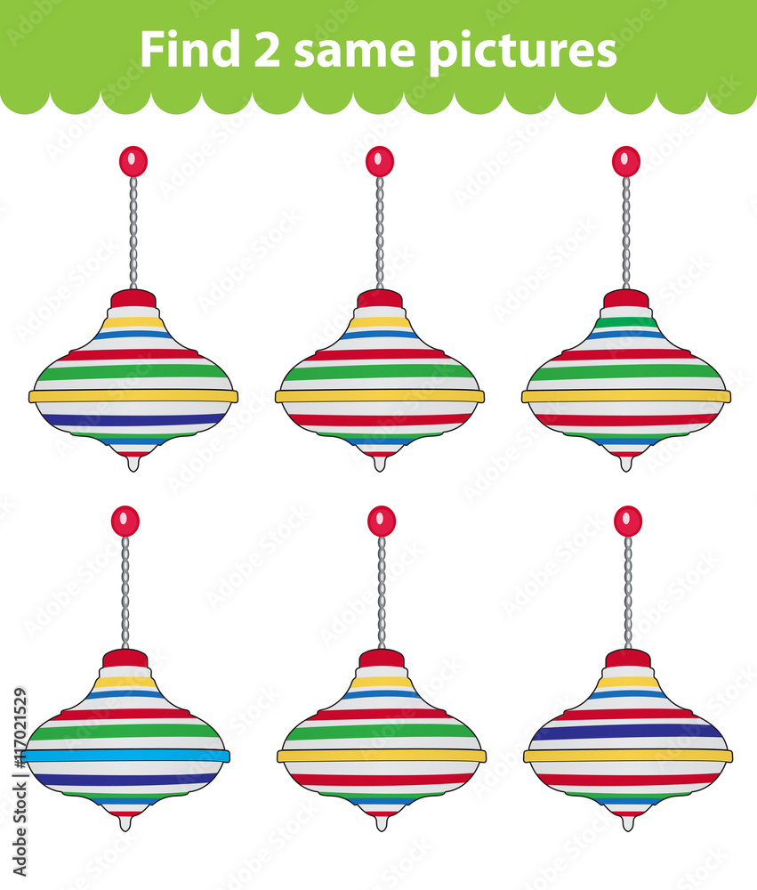 Children's educational game. Find two same pictures. Set of whirligig ...