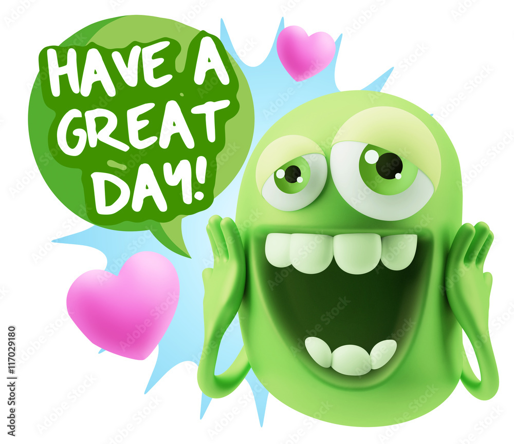 3d Rendering. Love Emoticon Face with hands on cheeks saying Hav Stock ...