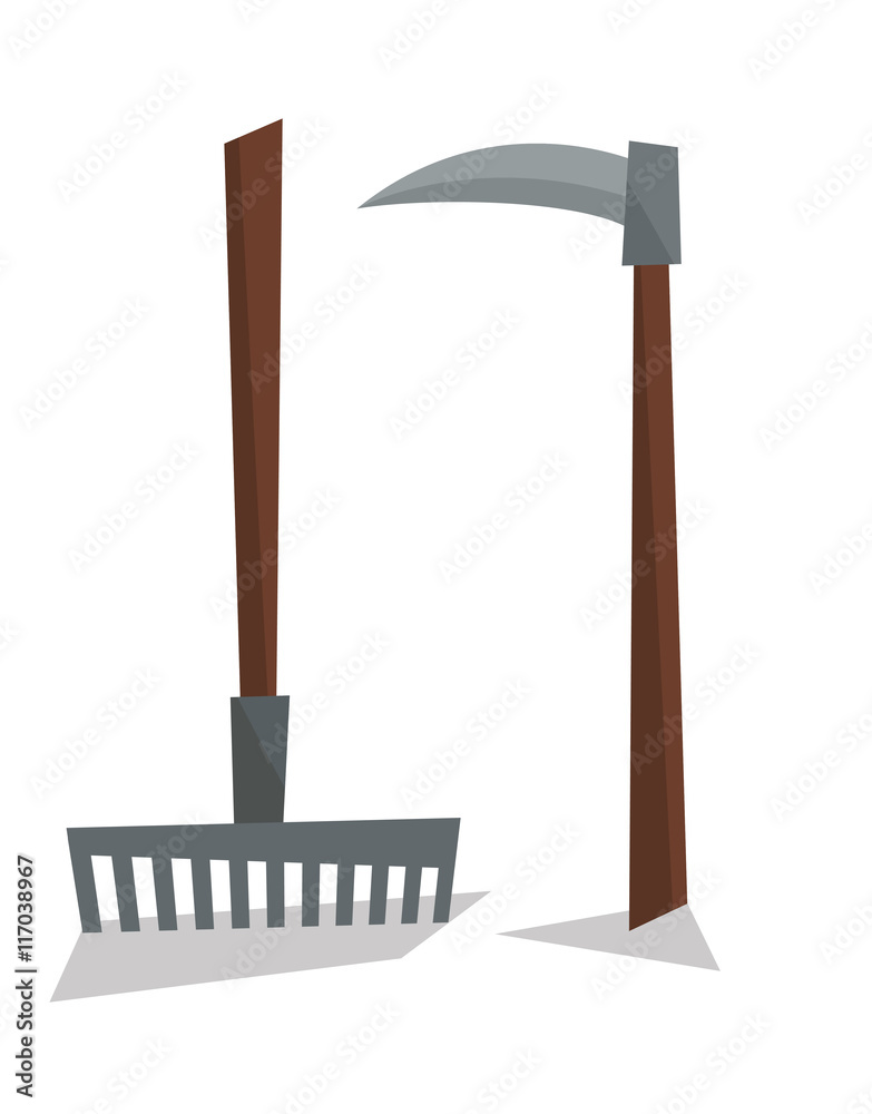 Agricultural rake and scythe vector illustration. Stock Vector | Adobe ...