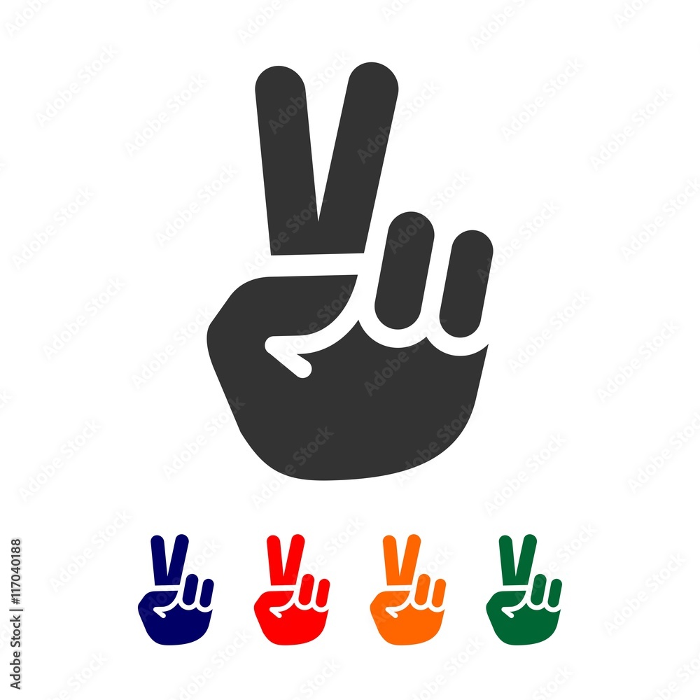 Vector peace sign - hand showing two fingers - logo design template ...