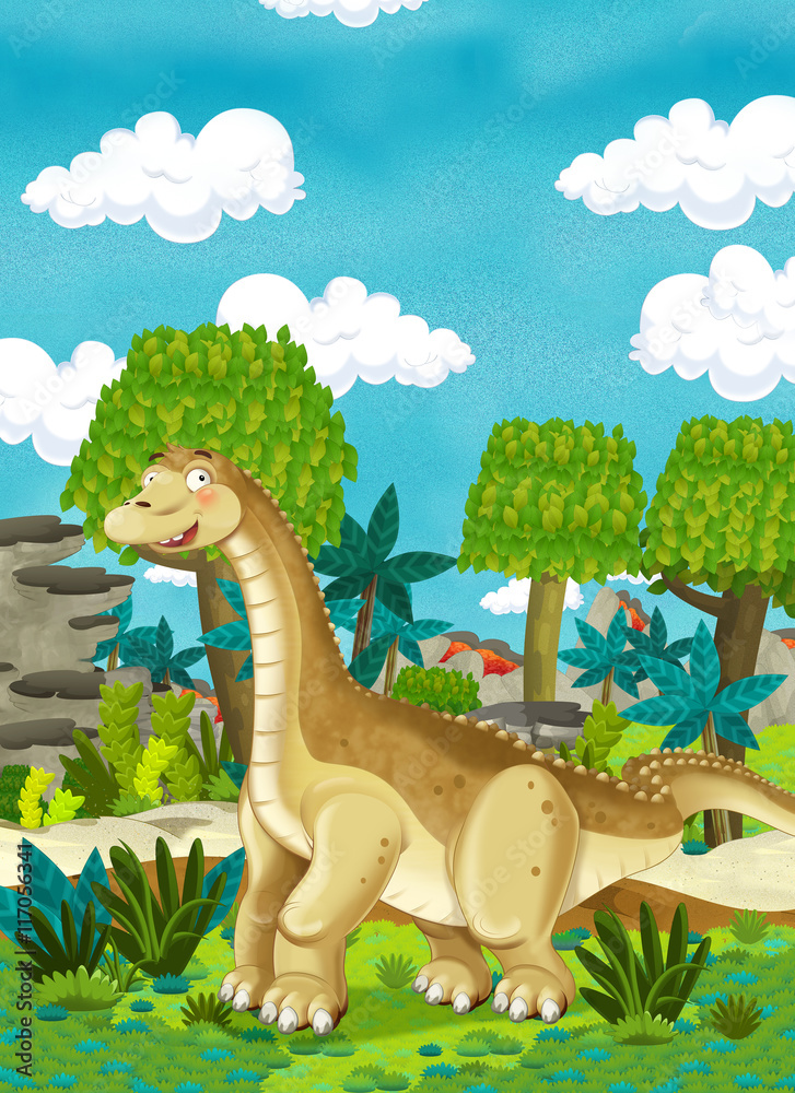 Cartoon happy dinosaur - illustration for the children Stock ...