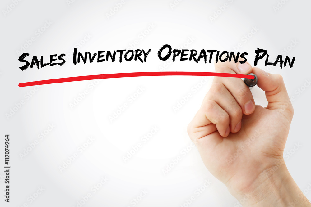 Hand writing Sales Inventory Operations Plan with marker, concept ...