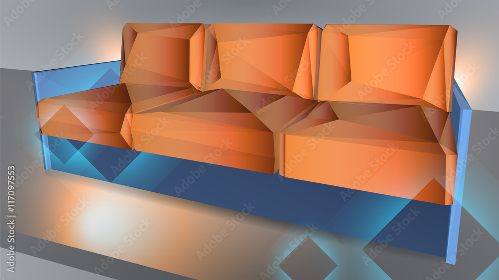 Vector illustration of the low polygon sofa. Simple art for web and ...