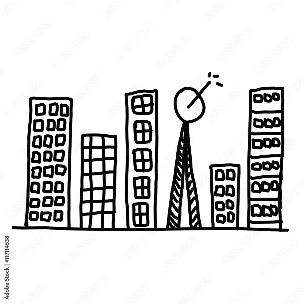 City in hand drawn design idea,format of line pattern art. Stock ...