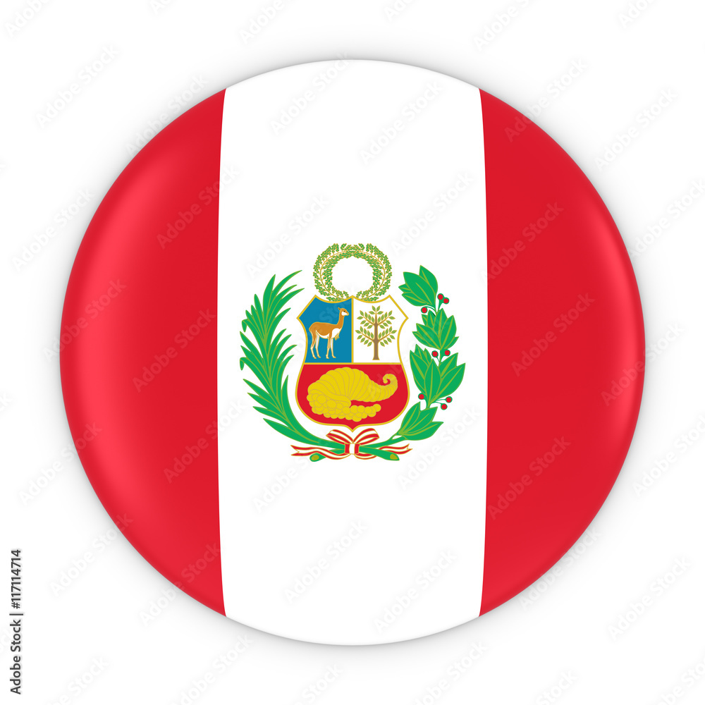 Peruvian Flag Button - Flag of Peru Badge 3D Illustration Stock ...