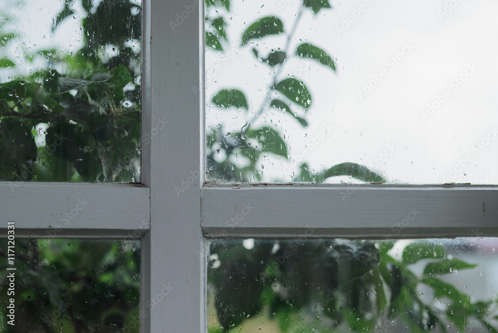 wet from rain window frame in bad weather Stock Photo | Adobe Stock