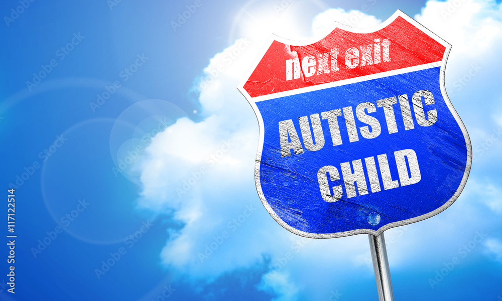 Autistic child sign, 3D rendering, blue street sign Stock Illustration ...