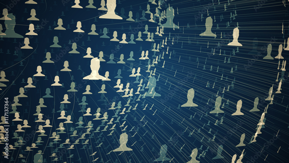 connected avatars of men and women, illustration of network for ...