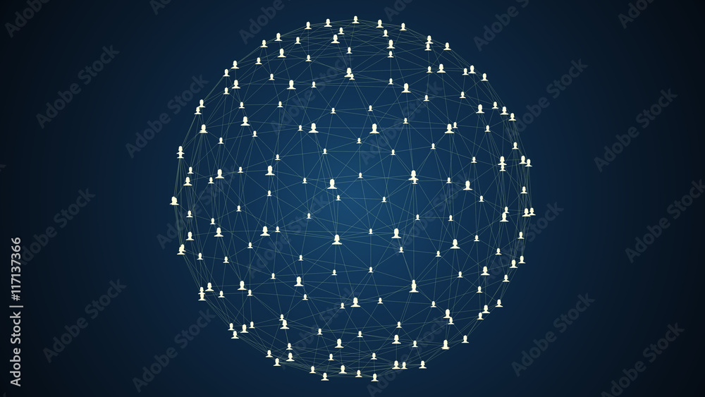 connected avatars of men and women, illustration of network for ...