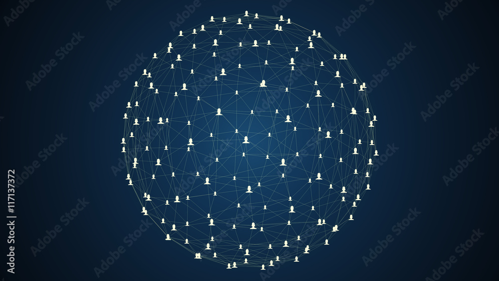 connected avatars of men and women, illustration of network for ...