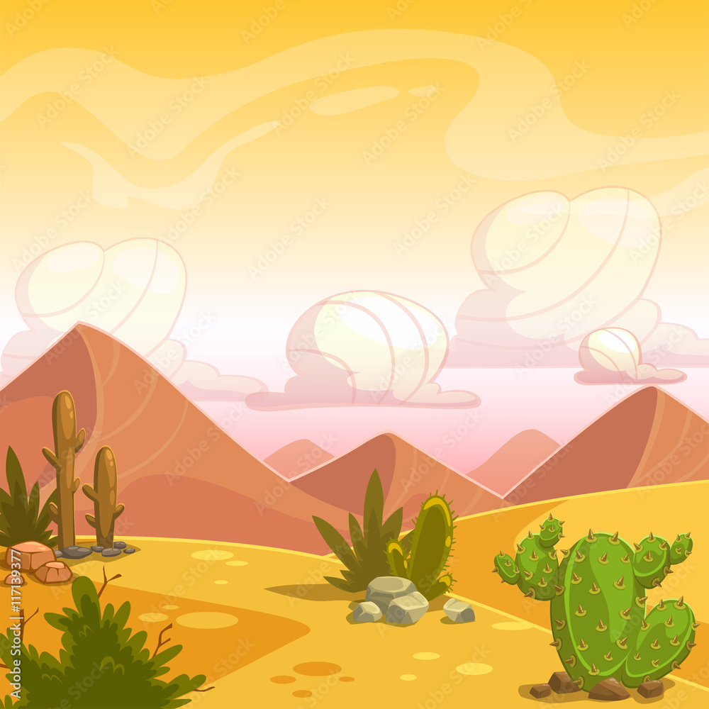 Cartoon desert landscape Stock Vector | Adobe Stock