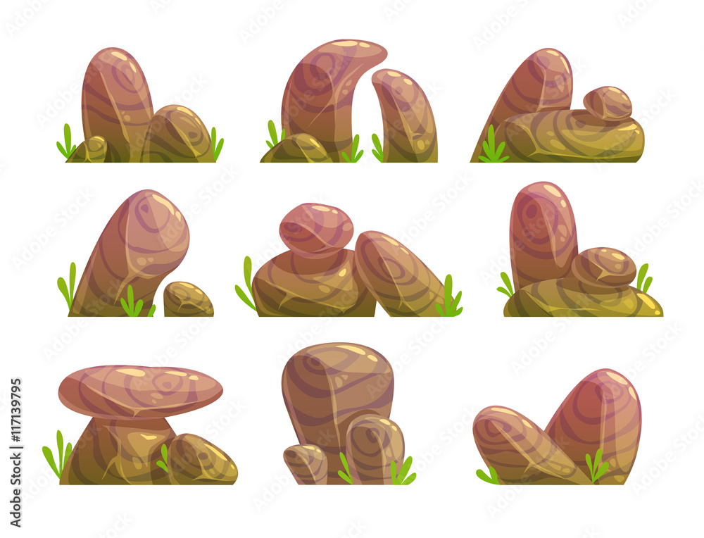 Cartoon stones set. Stock Vector | Adobe Stock