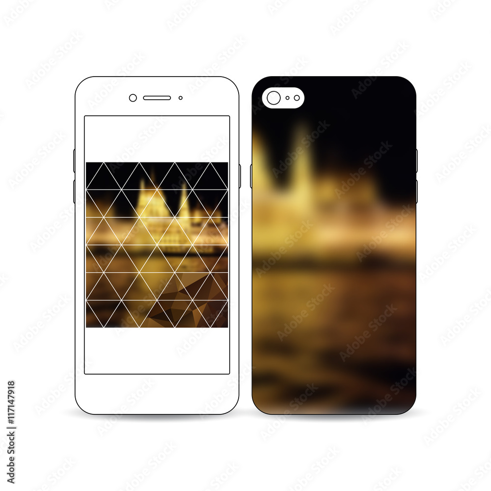 Mobile smartphone with an example of the screen and cover design ...