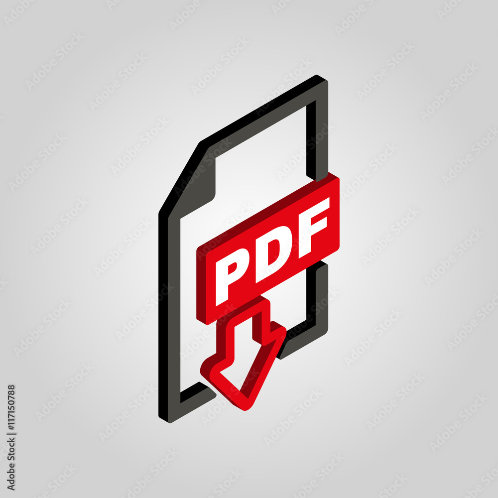 PDF icon. 3D isometric file format symbol. Flat Vector Stock Vector ...