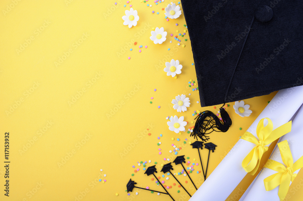 Yellow black and white theme graduation background Stock Photo | Adobe ...