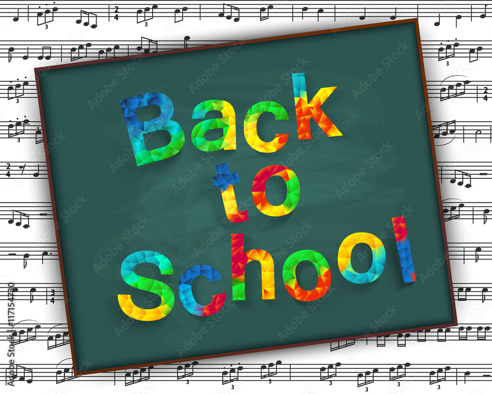 Back to music school. Abstract musical background. Chaotic collection ...