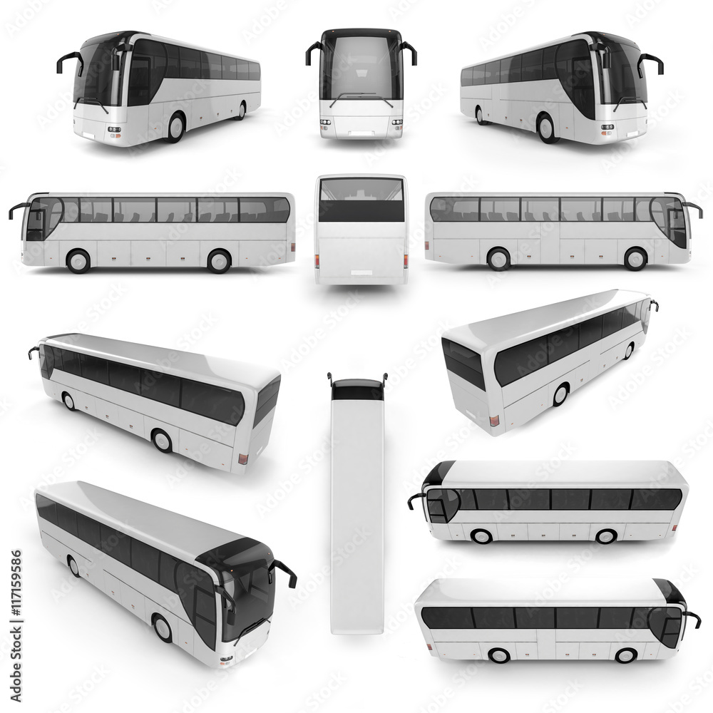 12 perspective view of City bus with blank surface for your crea ...