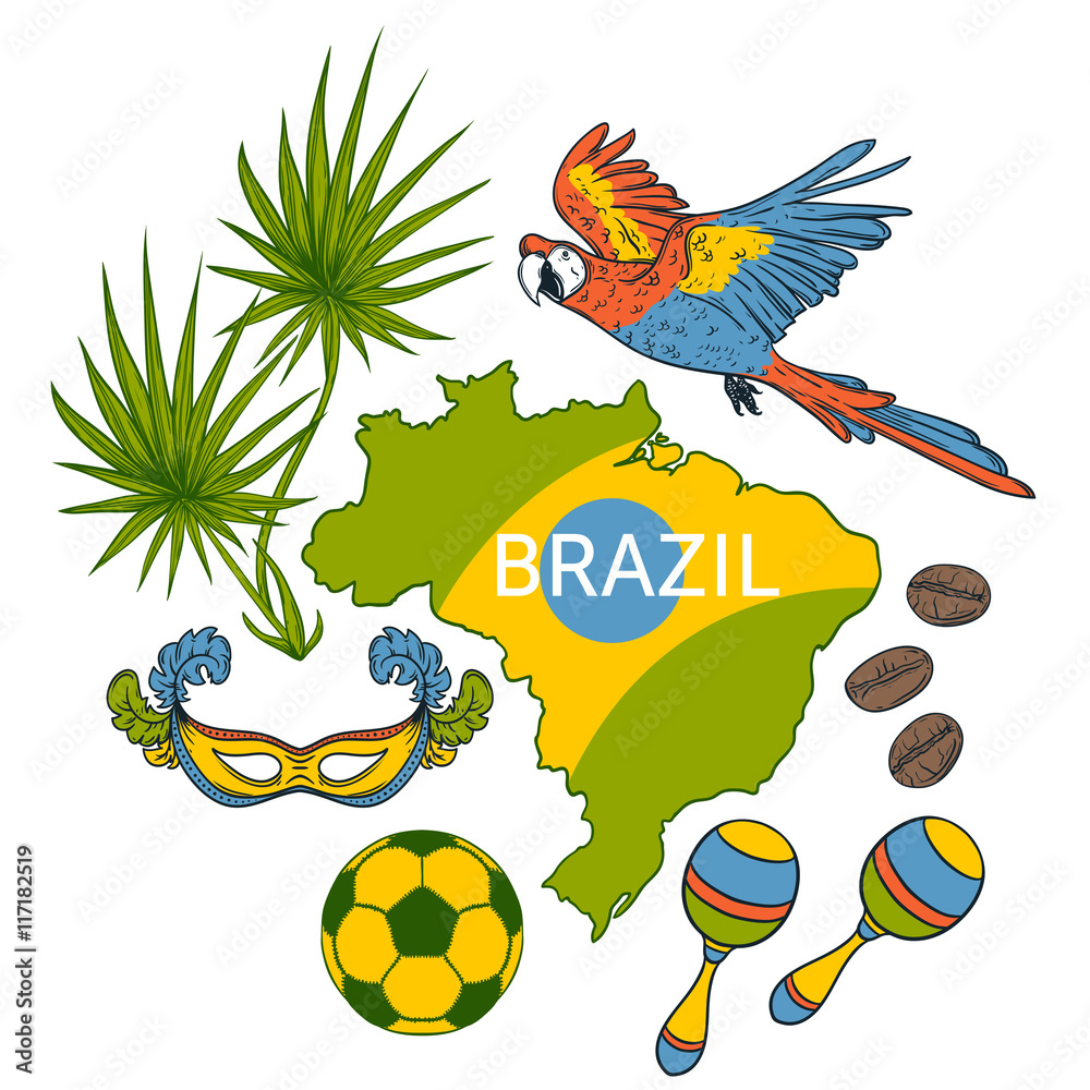 Brazil symbols set. Design concept for banner, card, t-shirt, print ...